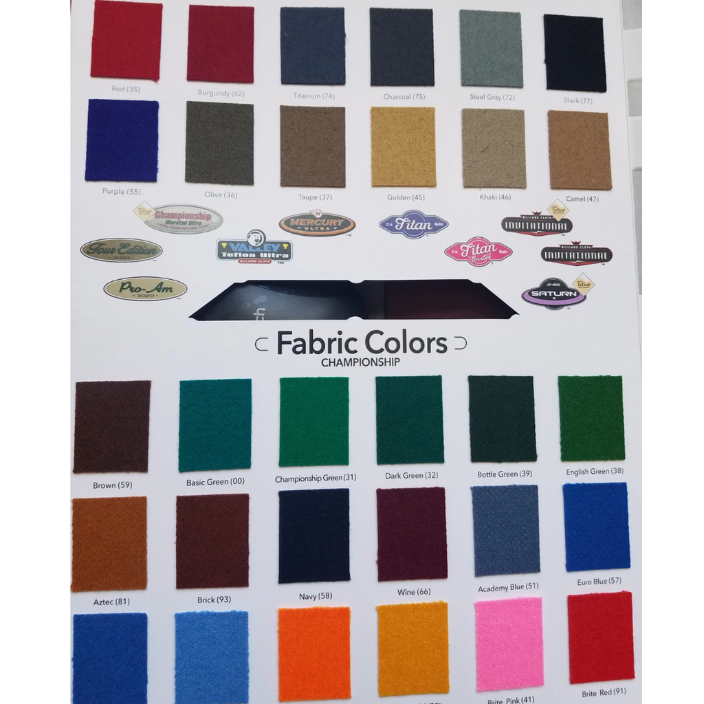 Pool Table Felt Colors Chart